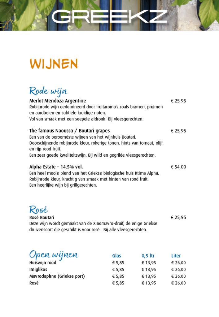 Menukaart